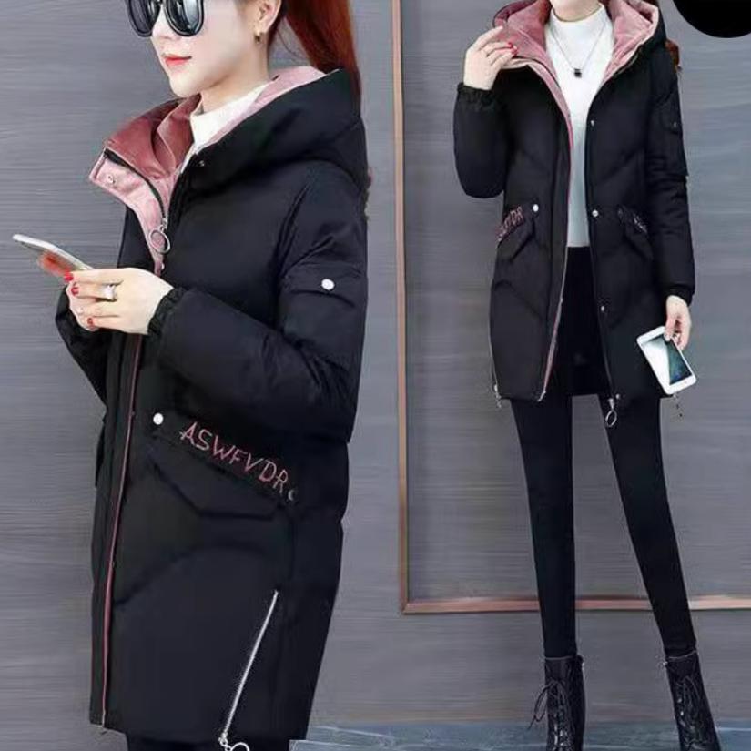 连帽加厚羽绒棉衣棉服袄风大衣外套中长款显瘦休闲女士春冬装宽松