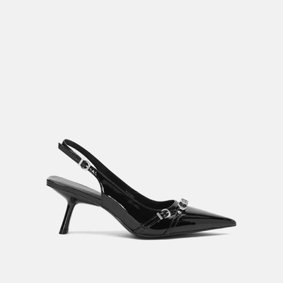 ZABA TANA 高跟鞋2025春秋季漆皮异形跟单鞋黑色尖头细跟凉鞋女