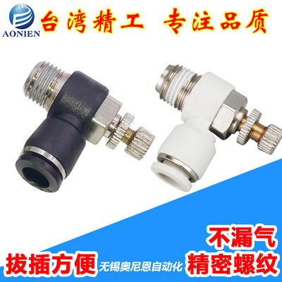 PSL气缸气动快插单向节流阀可调调速接头SL6/8/10/12-M3/M5/02/04