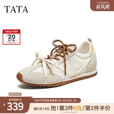 TATA他她2026秋季芭蕾阿甘鞋复古休闲运动鞋拼接系带鞋子CTA01CM6