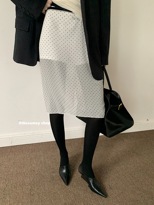 秋季百搭休闲A字波点半身裙