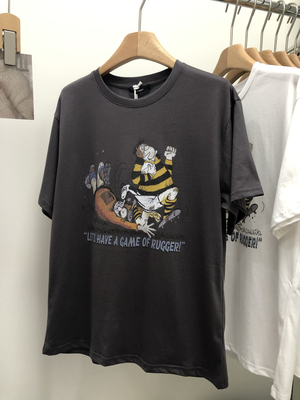 美式街头感卡通印花情侣短袖T恤