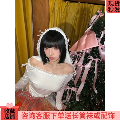 设计感蝴蝶结蕾丝边上衣潮