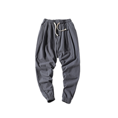 香港亚麻男裤白色沙滩宽松透气