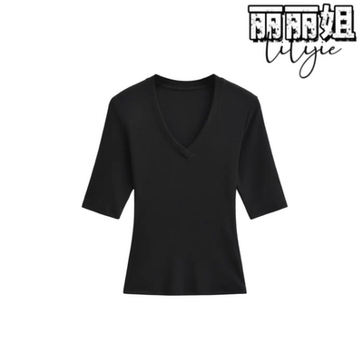 JUST丽丽姐【莫代尔V领】2026夏季上新莫代尔V领中袖T恤