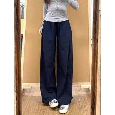 美式速干运动工装裤女秋季25新款薄款高腰宽松女垂感显瘦休闲裤