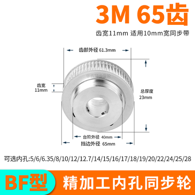现货同步轮3M65齿BF齿宽11总厚23