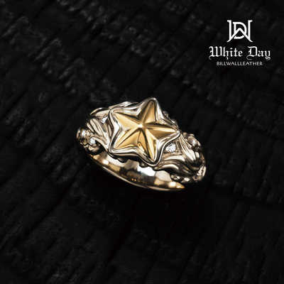 BWL40周年金星点钻白金海浪戒指