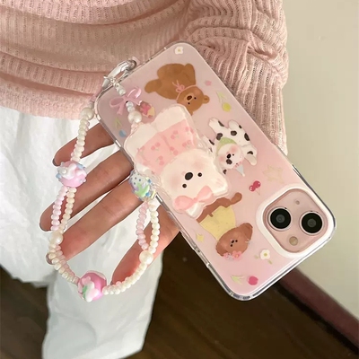 小熊狗狗支架适用oppo A1活力reno15/k13/14/754SE手机壳findX9/x8ULTRA/x6链条A3pro/a57/A58/A93可爱A2/35