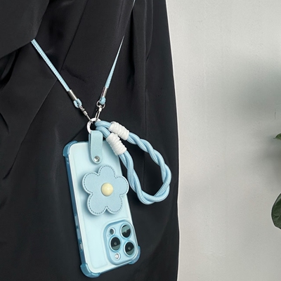 冰雾蓝花朵支架适用P80华为Nova14手机壳nove13/12/8957SE斜挎绳MATE40/60PRO+手提P60畅享80S/70Xp50e透60X
