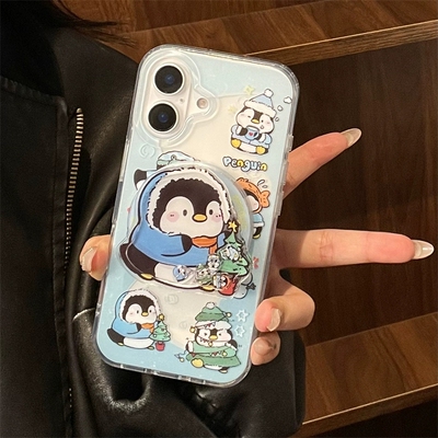 企鹅秋冬款磁吸摇摇乐支架适用小米14T/13T PRO海外版11手机壳poco F5pro红米13黑鲨5/14R/NOTE13软12可爱X6P