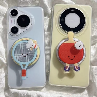 旋转球拍磁吸支架适用三星s24/A55手机壳S23ultra/Note10/A70/A53创意A54/S10/s21乒乓球S23FE/S21+S20软A34
