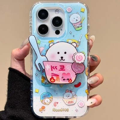 泡面自嘲熊旋转磁吸支架适用传音HOT40手机壳15pro/红魔10Spro+可爱infinx Smart8/Phone 3Apro华硕ZenFone10