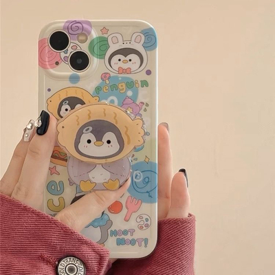 旋转鲷鱼烧支架适用A55三星s21FE手机壳S24 ultra/Note20软A22 5g/A53/A54/S10硅胶s23u/S23创意S21+企鹅S20