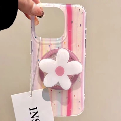 早春波点花朵磁吸支架适用传音HOT40手机壳15pro红魔11pro+nfinx Smart8清新hone3Apro华硕ZenFone9硅胶全包