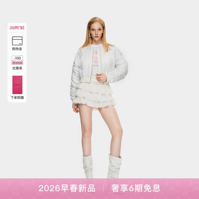 PINKO女士2026春季新款丝粘提花短款棒球服PAF26132206