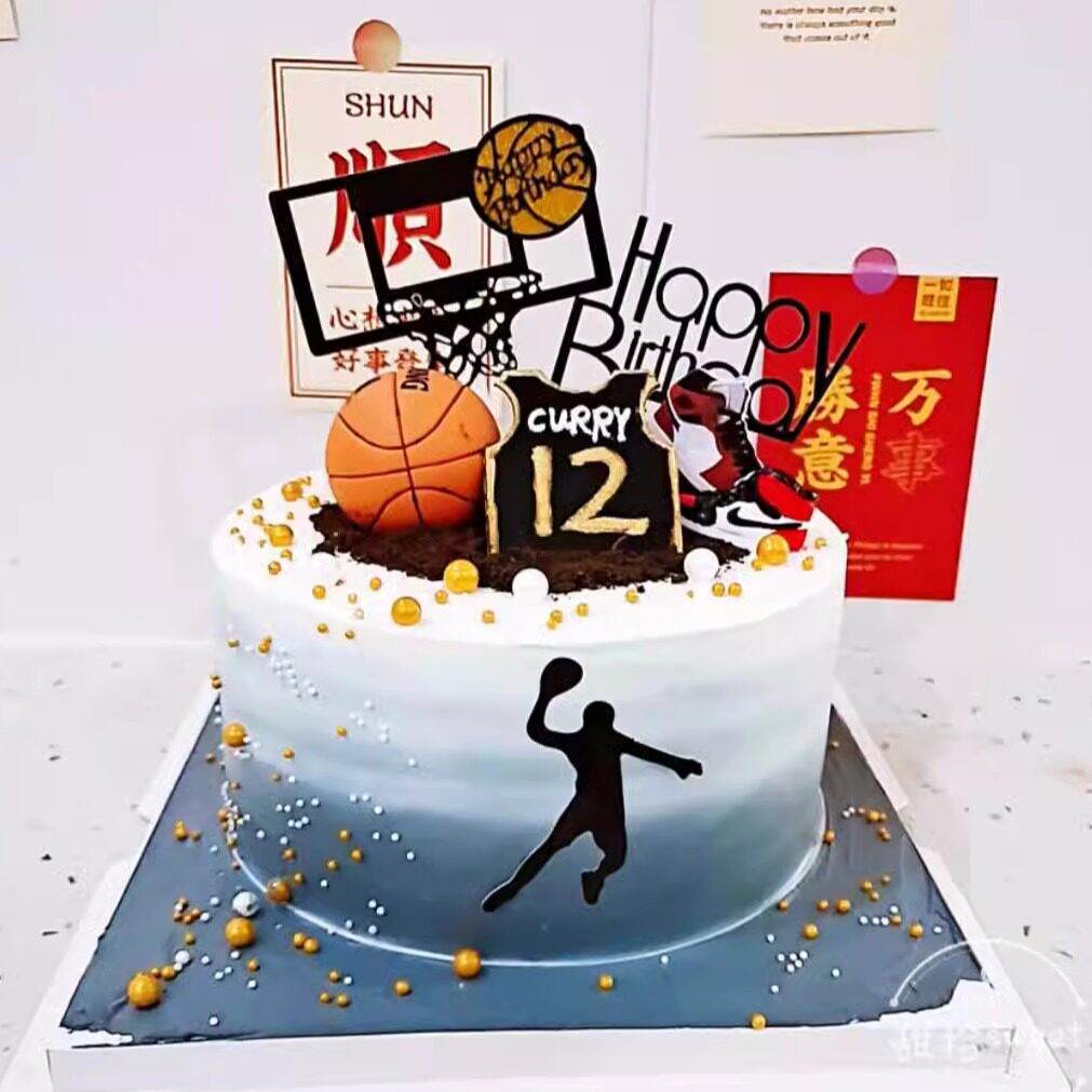 新款篮球帆船重庆主城配送动物奶油水果英寸甜品巧克力单层蓝色系