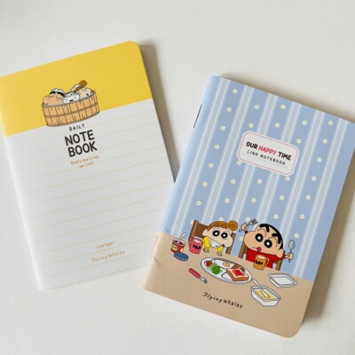 韩国whales蜡笔小新卡通笔记本可爱学生记事本横线型日记本 2本入