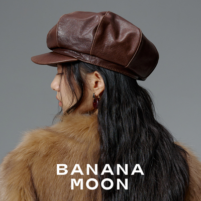 松弛感拉满_英国进口水洗轻蜡羊皮八角帽_4色琥珀流光报童画家帽