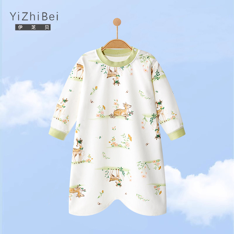 宝宝睡衣春秋款婴儿衣服纯棉防踢睡裙无骨春秋装儿童防着凉居家服