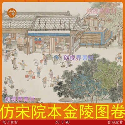 仿宋院本金陵图卷民俗风貌设计素材古代精品赏析高清电子版素材