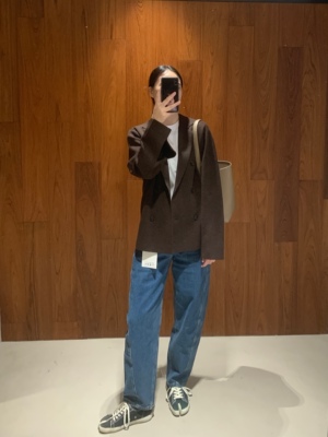 Bossa 香蕉裤镰刀牛仔裤 秋冬微绒感牛仔长裤女