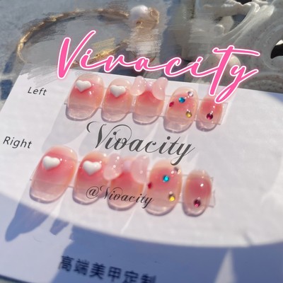 Vivacity 氛围感腮红渐变美甲穿戴甲约会春夏美甲纯欲风短款