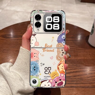 适用华为novaflips手机壳新款卡通伙伴Nova Flip折叠屏透明保护套flip超薄后壳全包防摔个性nova女款ins