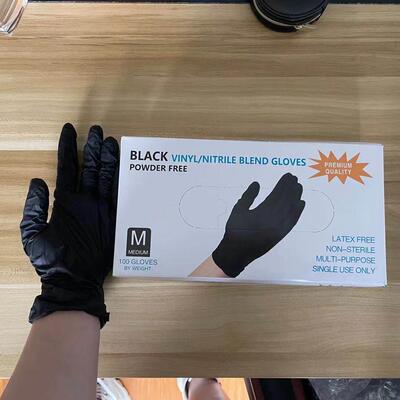 Black Disposable Nitrile Gloves Work Food Cooking Gloves Kit