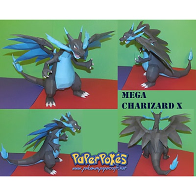 MEGA CHARIZARD X宝可梦纸模型手工diy摆设纸艺