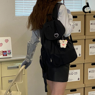 duye度也双肩包黑色尼龙