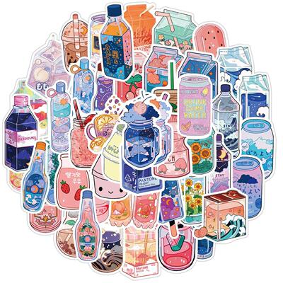 50PCS Cute Drink Aesthetic Stickers Cartoon Decal Scrapbook