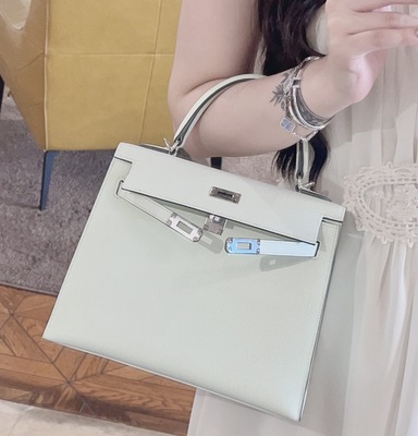 顶顶版本 年底清货福利价  气泡绿法国原厂EP掌纹皮凯莉25外缝