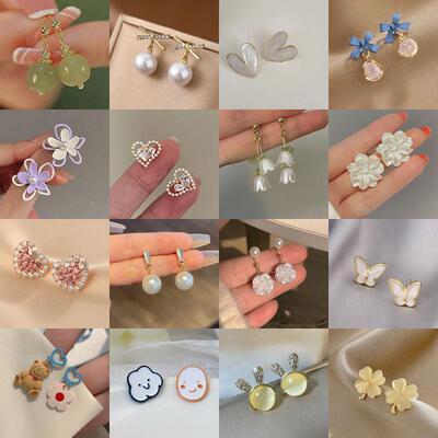 可爱云朵笑脸耳环2024年新款