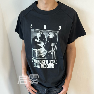 ERD24ss忧郁的富二代美式复古做旧水洗印花短袖T恤男女宽松半袖衫