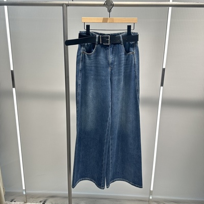 艾诺丝2025年秋季新款时尚百搭宽松牛仔裤阔腿裤女长裤AR324019