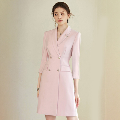 大码高端粉色西装连衣裙艺考礼服