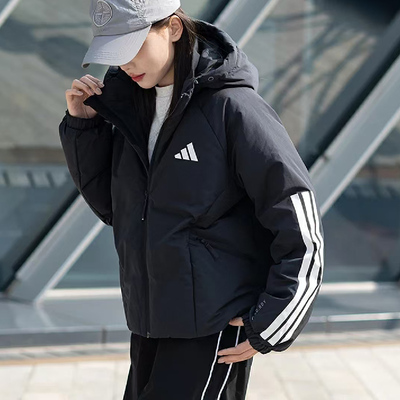女子休闲连帽羽绒服阿迪达斯