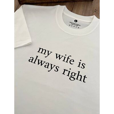 my wife is always right小众文字设计感趣味男女夫妻情侣纯棉短T