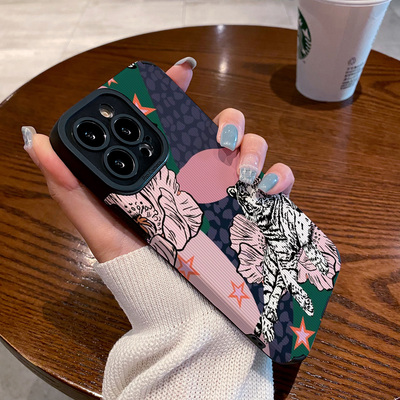 创意个性花朵老虎适用vivo x90 60 x70 x80 x50 pro手机壳x27 x20 x23幻彩版 x80proplus保护套硅胶壳软男女