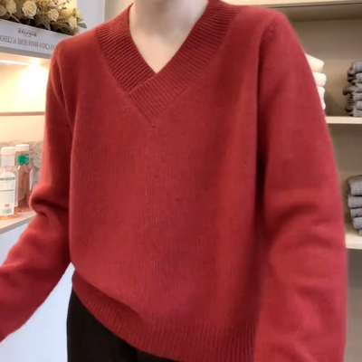 纯色高领宽松保暖长袖针织毛衣