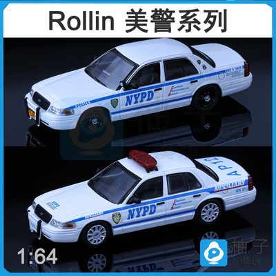 Rollin 1/64 2008道奇战马 nypd纽约CV警车模型