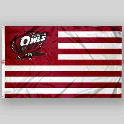 NCAA庙猫头鹰旗帜大学校旗队旗