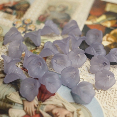 绛蓝色西德进口中古花珠雾面马蹄莲DIY散珠复古半成品串珠配件