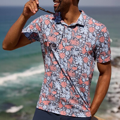 TRAVISMATHEW高尔夫短袖衫男子印花新款Featherweight Sands Polo