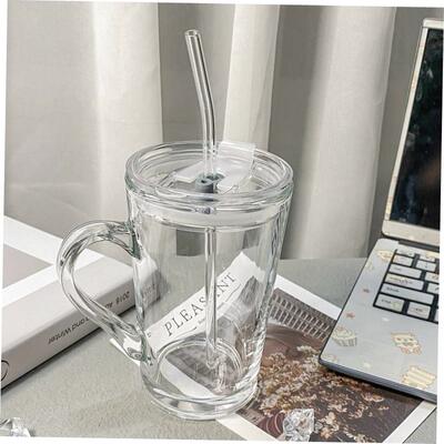 450ml coffee TEA cup mug glass straw drink home office cups