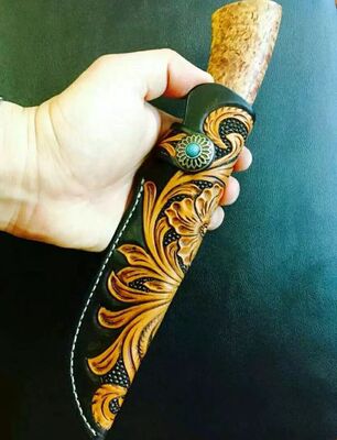 定制牛皮刀套定做真皮刀鞘文心