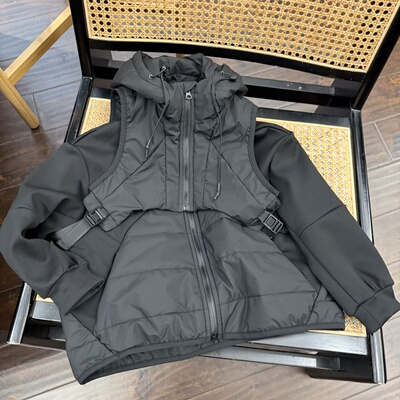 实体精品童装 voguebabybeginning连帽马甲背心+加绒立领两件套