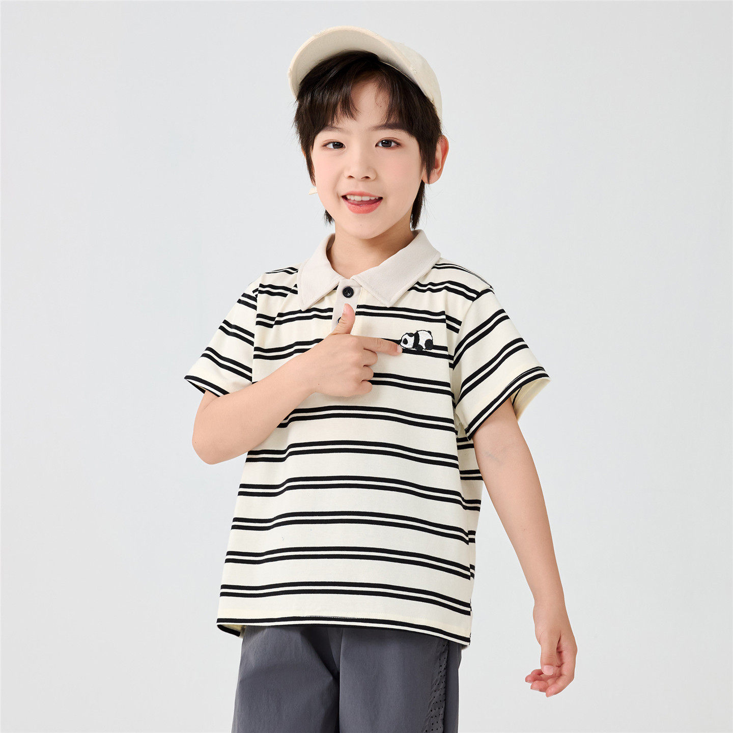 男童条纹短袖POLO衫全棉2026夏季中大童宽松半袖儿童纯棉上衣1112