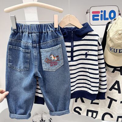 男童薄款软牛仔裤新款宽松哈伦裤